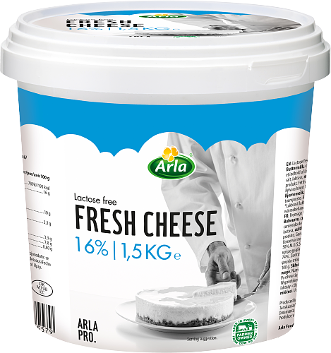 Arla Pro Arla Pro Tuorejuusto 16% maustamaton 1,5 kg laktoositon 1,5 kg