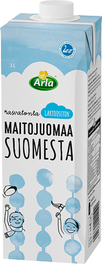 Arla Maitoa Suomesta Laktoositon ja rasvaton maitojuoma (UHT) 1 l